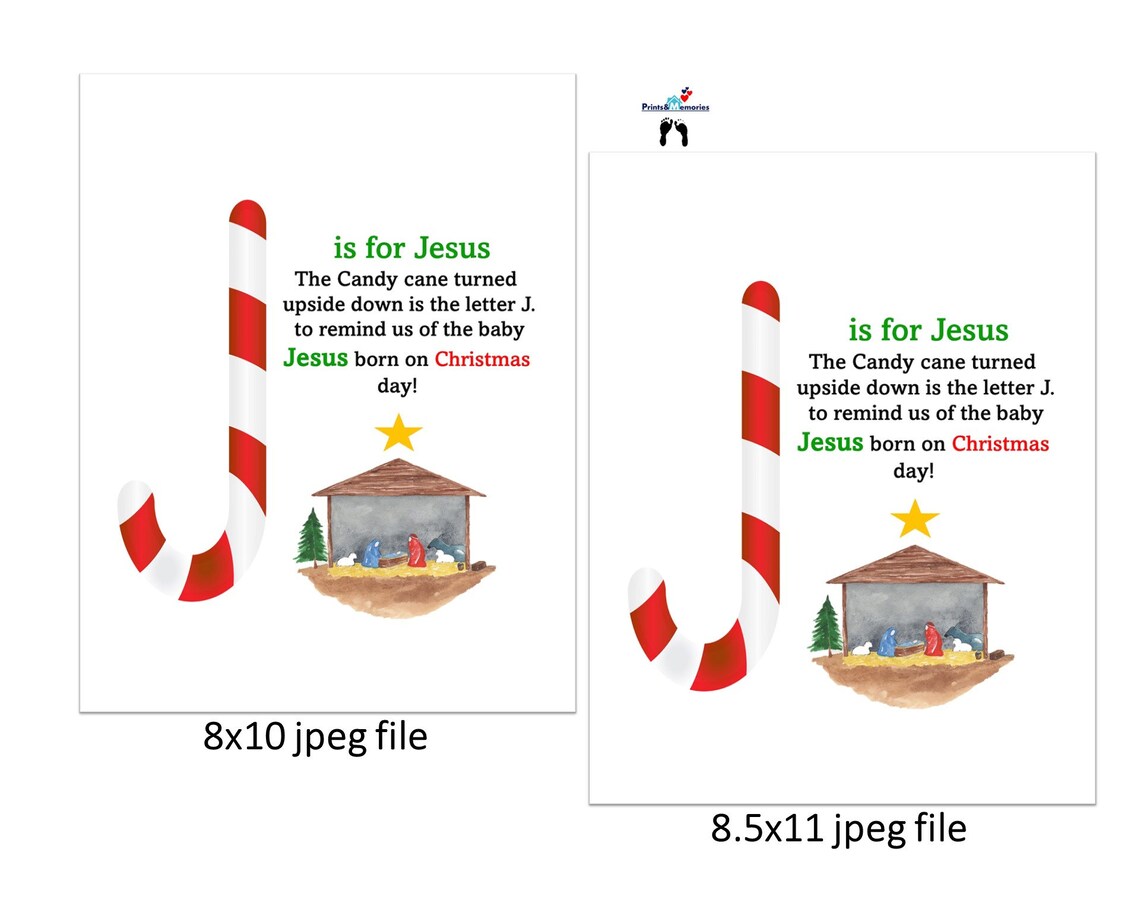 J is for Jesus Candy Cane Fingerprint Art: Christian Christmas Craft ...