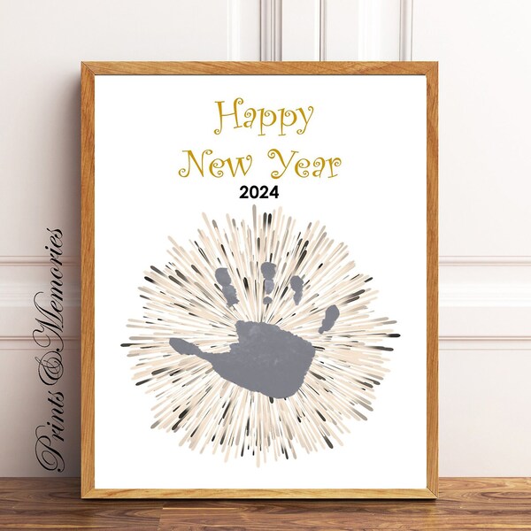New Year Handprint Art - Etsy