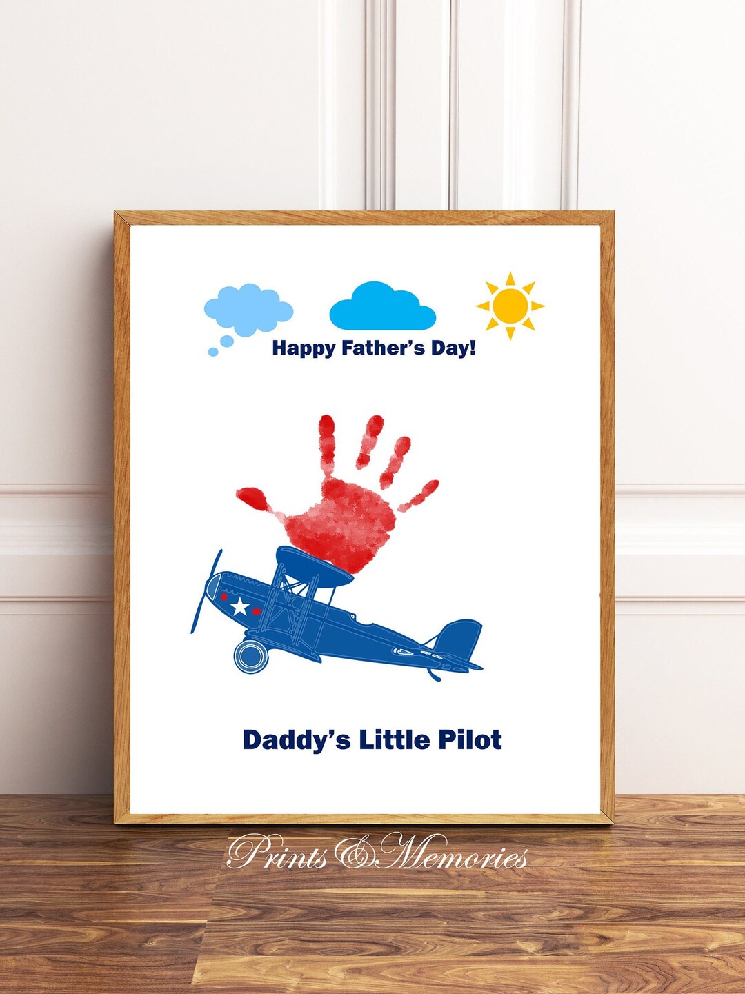 Daddy's Little Pilot/papa/ Handprint Art, Father's Day Gift, Airplane ...