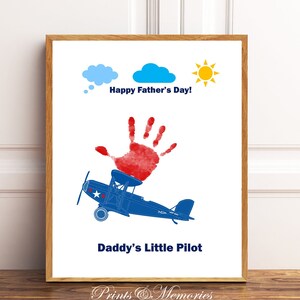 Daddy's Little Pilot/papa/ Handprint Art, Father's Day Gift, Airplane ...