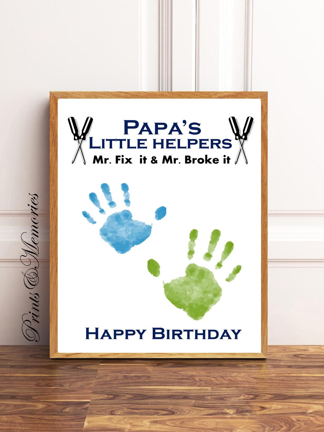 Papa's Little Helpers, Birthday Gift for Papa, Handprint Art, Little ...