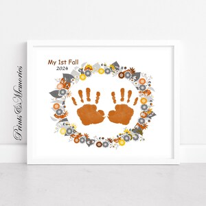 Baby First Fall, Handprint Footprint Art, Fall Craft, Handprint Wall ...