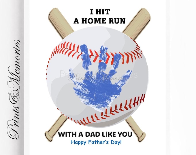 Home Run Handprint Art Craft DIY, Fathers Day Baseball Handprint Craft ...