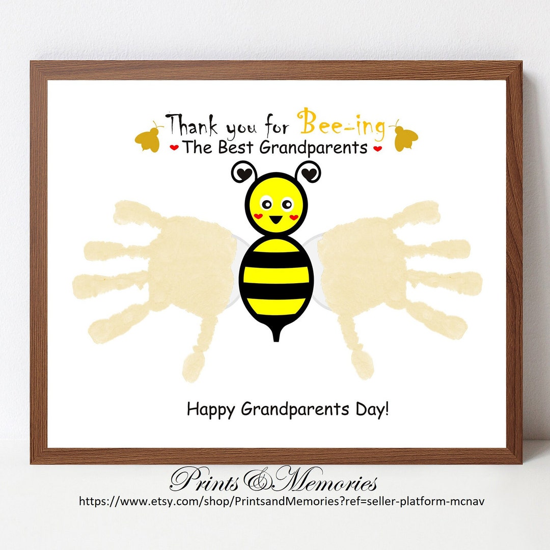 Bee Handprint Art: Grandparents Day Gift From Grandkid (digital File ...