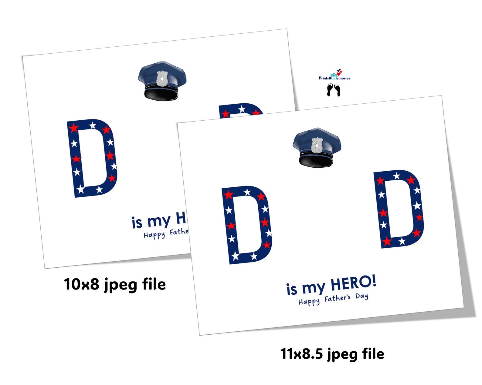 Dad is My Hero, Police Officer Dad Gift, Handprint Art Keepsake, Father ...