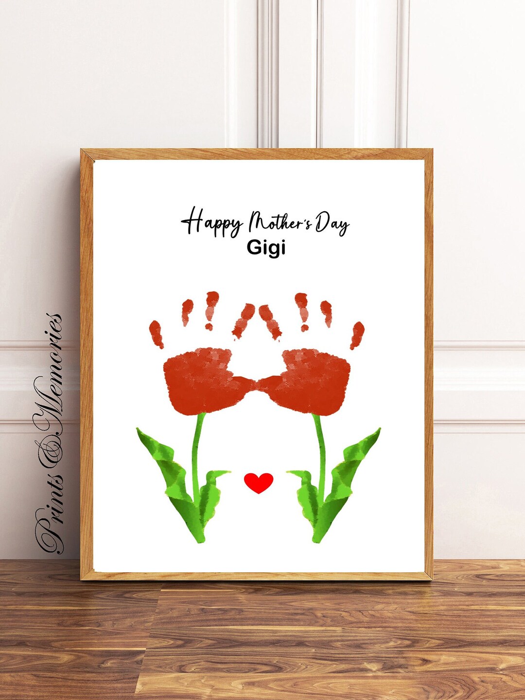 Mother's Day Gift for Gigi, Flower Handprint Art, 2 Stems Handprint ...