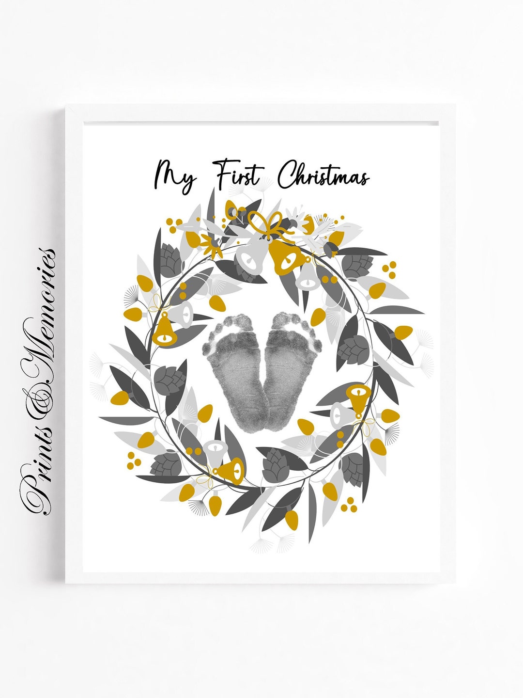 Baby First Christmas Footprint Art, Christmas Wreath Footprint ...