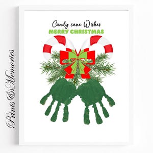 Christmas Footprint Art: Candy Cane Wishes Keepsake, Baby Footprint Art ...