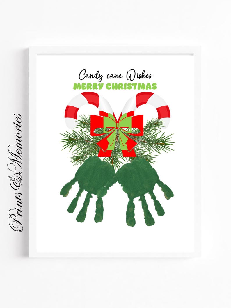 Christmas Footprint Art: Candy Cane Wishes Keepsake, Baby Footprint Art ...