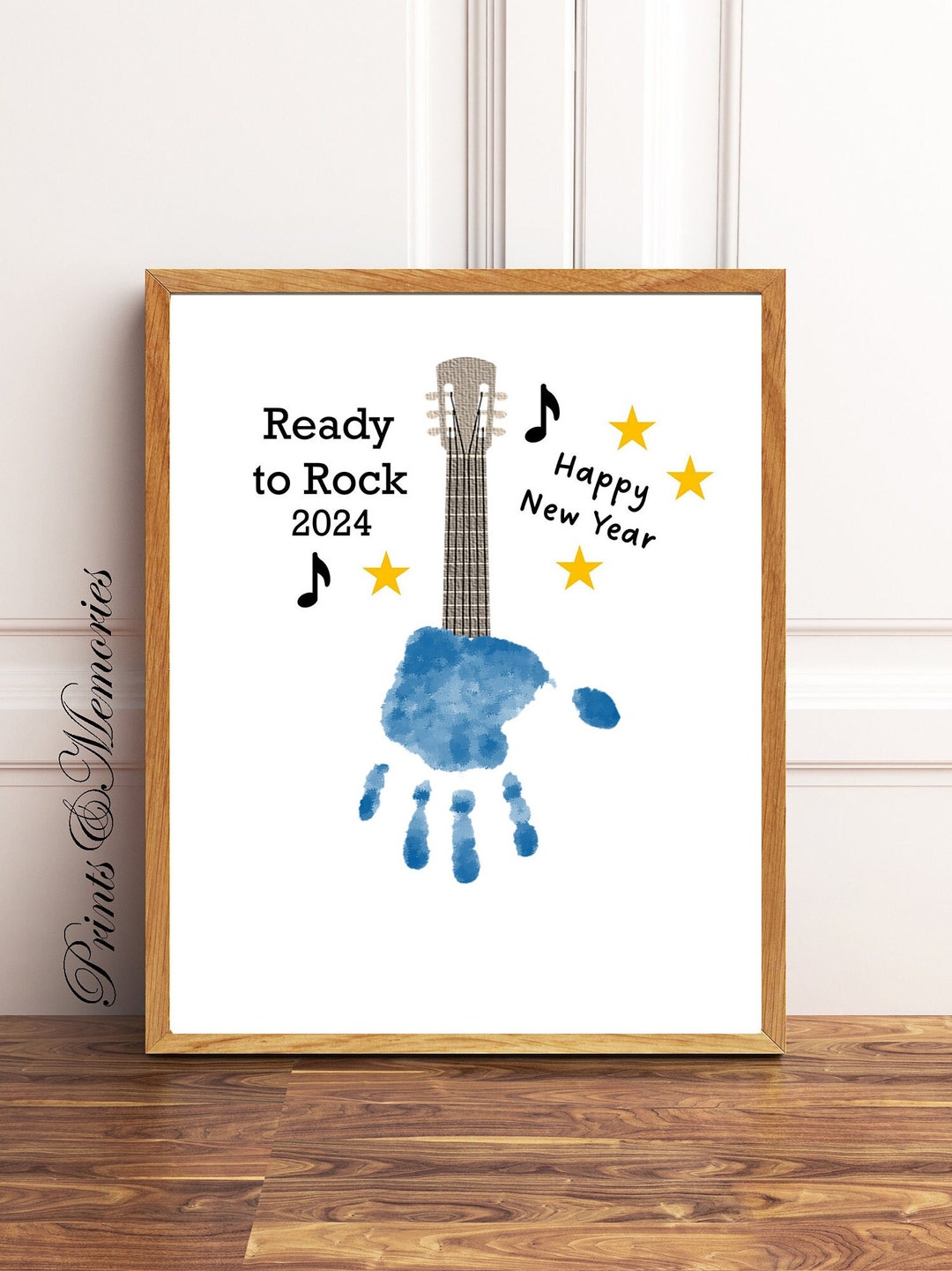 New Year's Handprint Craft 2024, Ready to Rock 2024, Guitar Handprint ...