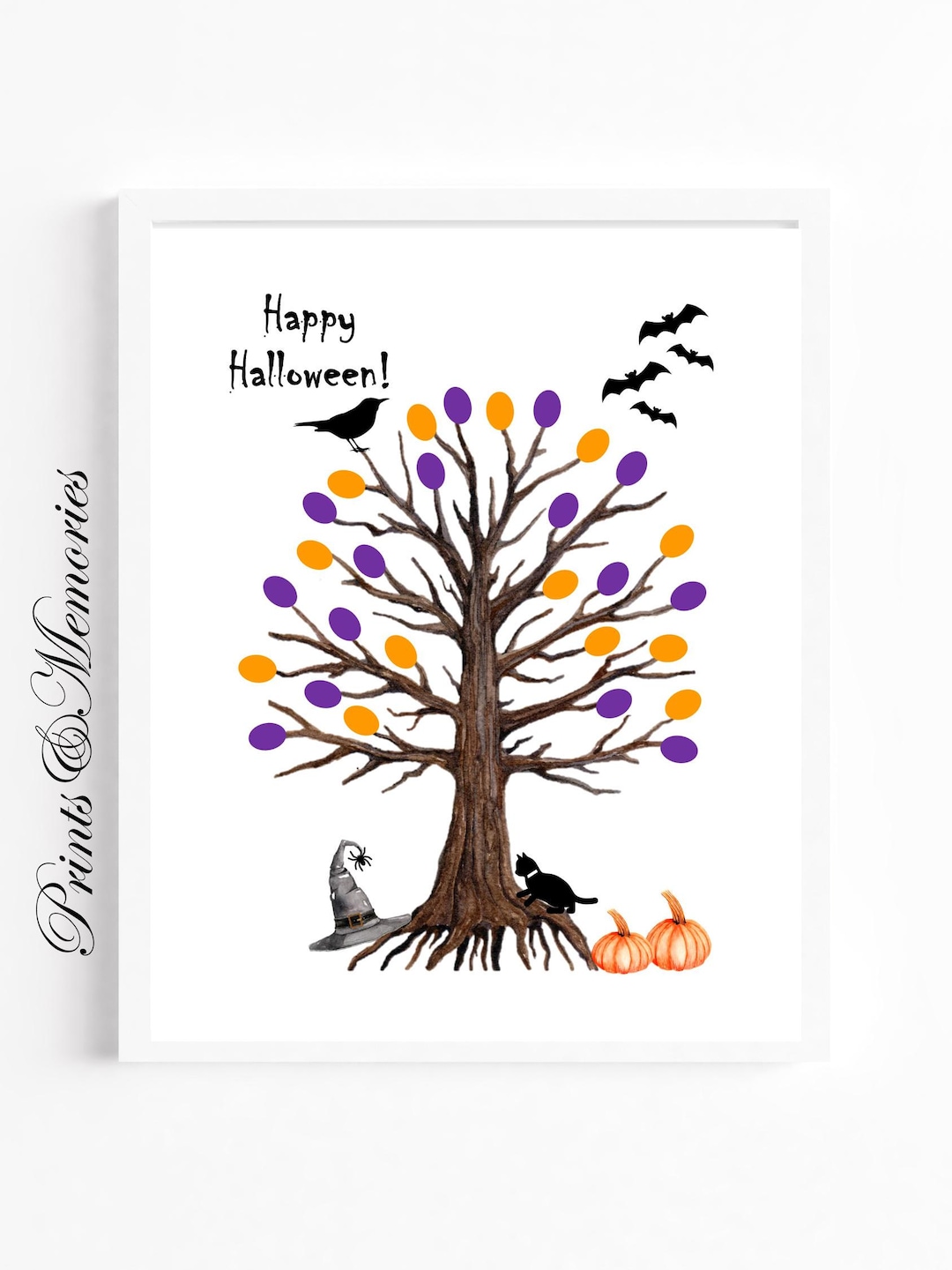 Tree Fingerprint Handprint Art, Thumbprint Art, Halloween Craft for ...
