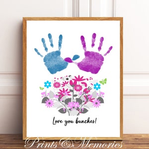 Love You Bunches Flower Bouquet Handprint Art, Mother's Day/birthday ...
