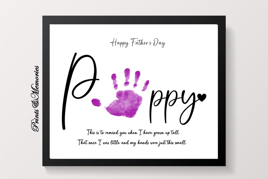 Poppy Handprint Art Poem, Gift for Poppy From Grandkid, DIY Handprint ...