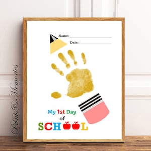 First Day of School, Pencil Handprint Art, First Day of School Craft ...