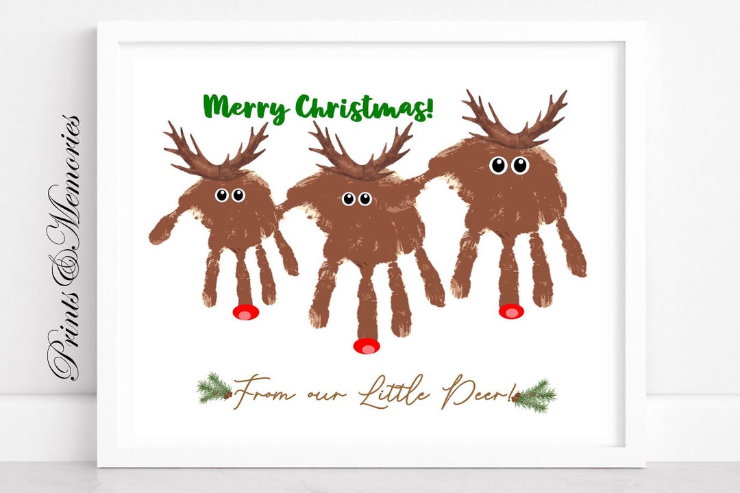 Reindeer Handprint Craft, DIY Card Memory Keepsake, Merry Christmas ...