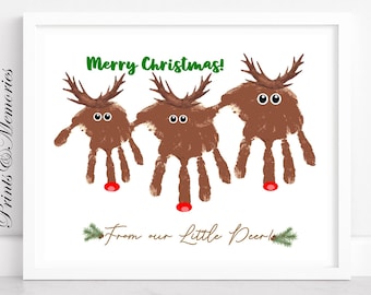 Reindeer Handprint Art, Christmas Handprint Craft, Rudolph Craft for ...