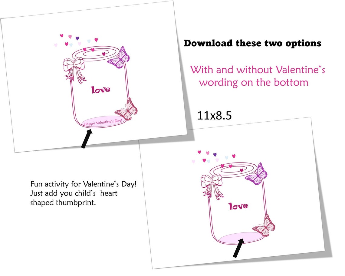 Valentine's Day Craft for Kids Thumbprint Fingerprint - Etsy