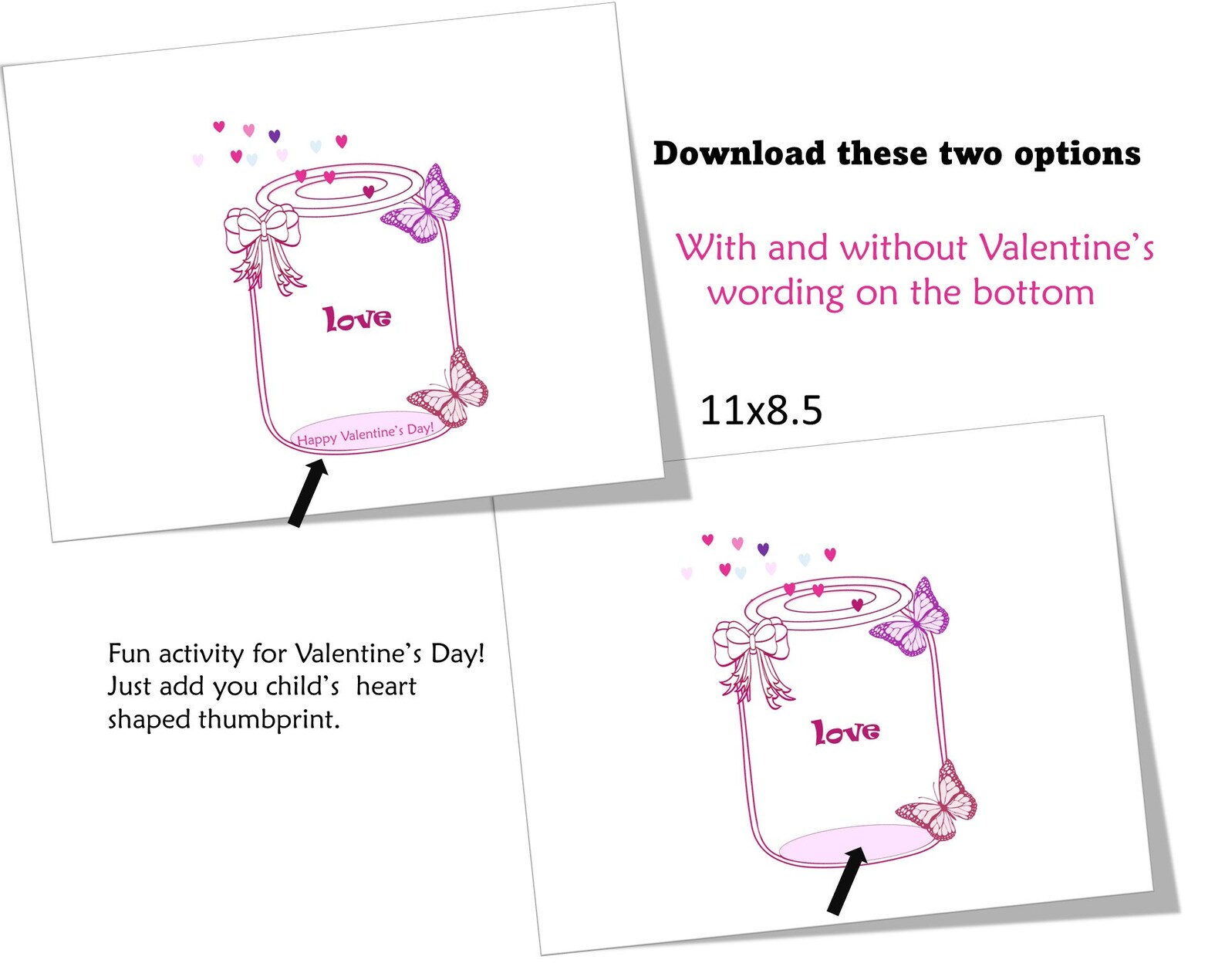 Valentine's Day Craft for Kids Thumbprint Fingerprint - Etsy