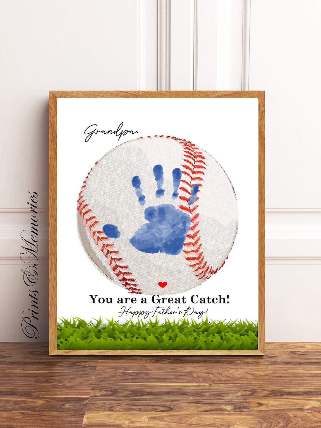 Father's Day Gift for Grandpa, Baseball Handprint, Great Catch ...