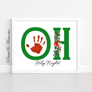 Oh Holy Night Christmas Handprint Art, DIY Art Card, Baby Toddler Kid ...