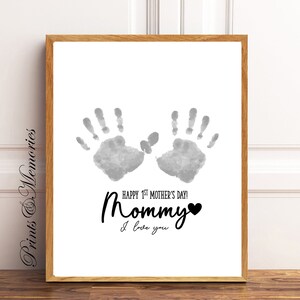 Happy First Mother's Day Footprint Art, Mom's First Mother's Day Gift ...