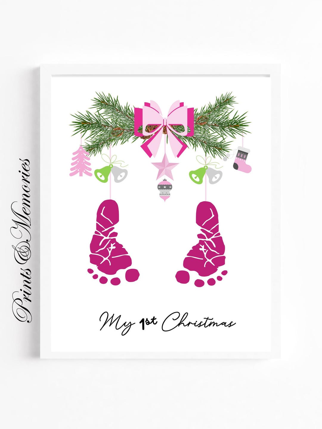 Baby First Christmas, Handprint Footprint Art, DIY Art Card, Footprint ...