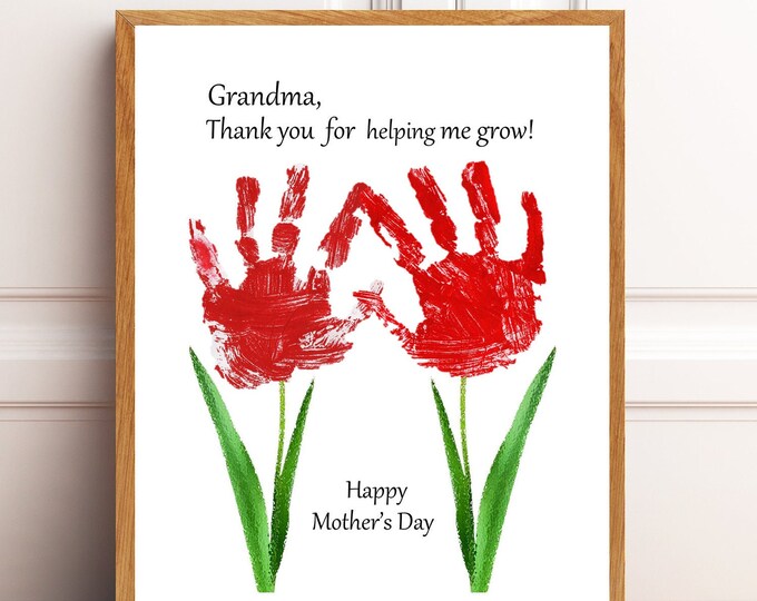 Thank You for Helping Me Grow Handprint Craft Art 1 Flower Hand Baby Toddler Child DIY Gift for ...