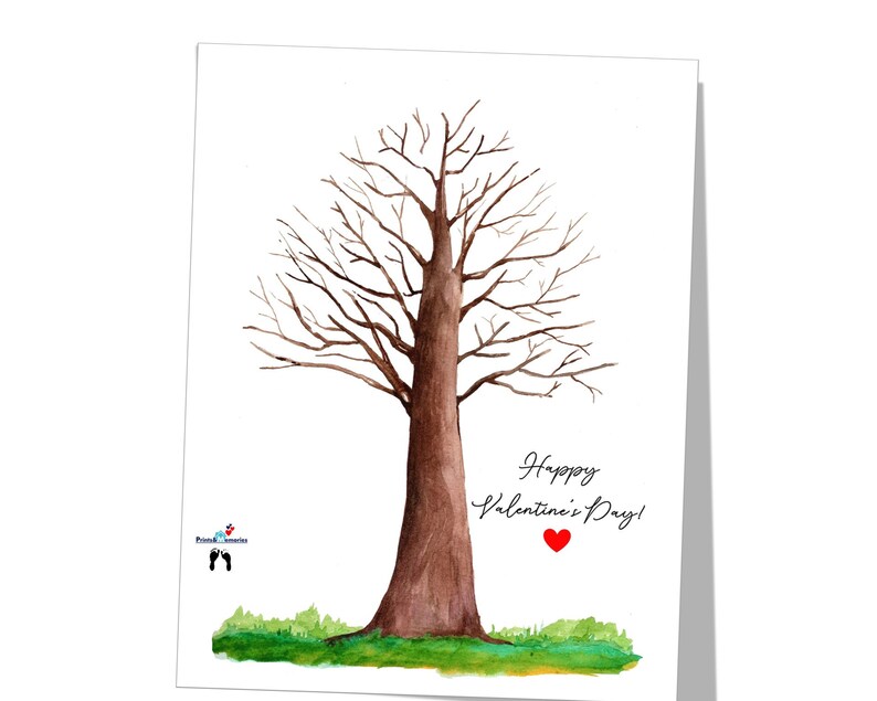 Tree Fingerprint Handprint Art Valentine's Day Craft for - Etsy