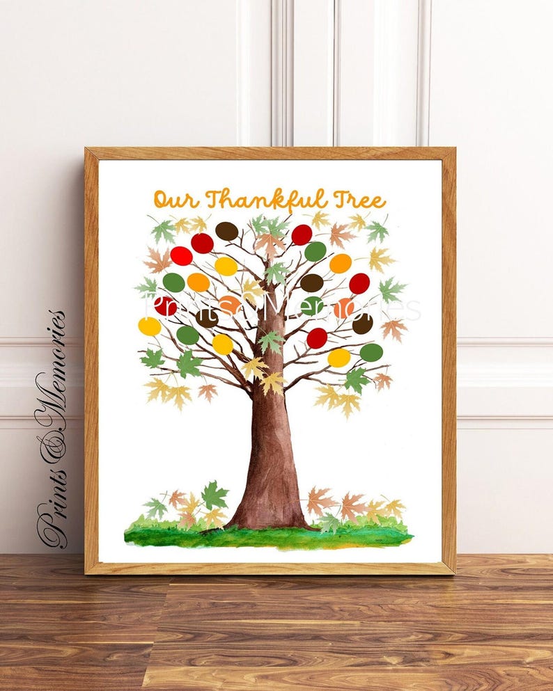 Thanksgiving Fingerprint Art Craft – Thankful Tree Family Activity ...