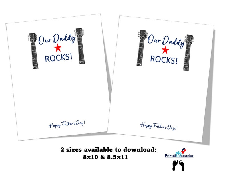 Our Daddy Rocks Guitar Handprint Art Father's Day Craft - Etsy
