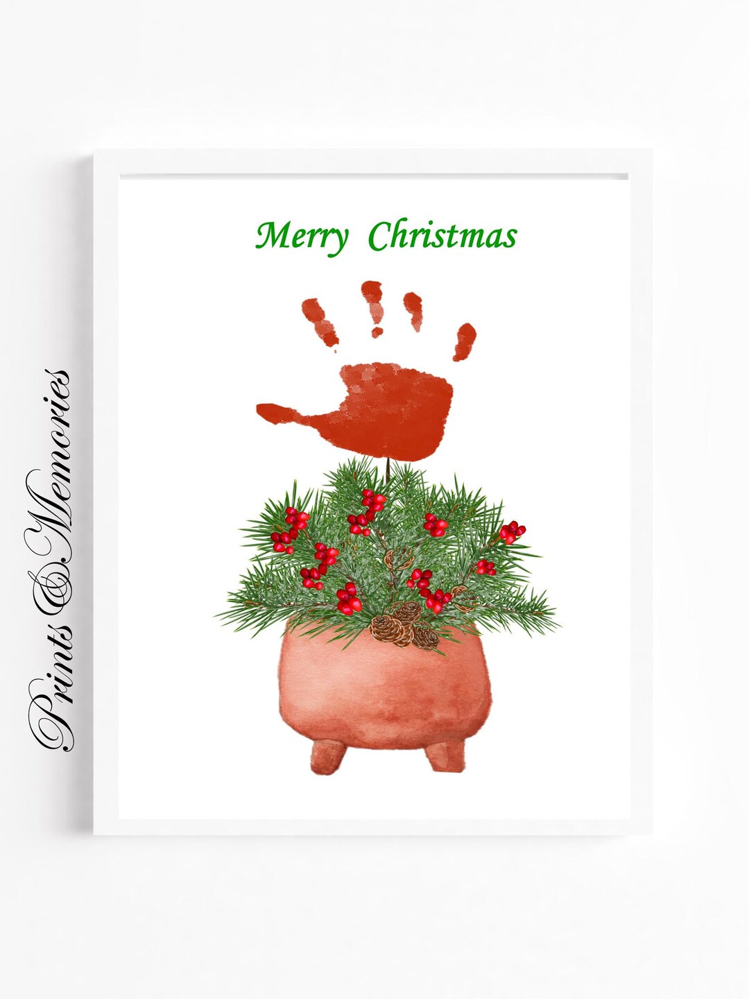 Evergreen Flower Pot Handprint Art: Christmas Keepsake Gift (digital ...