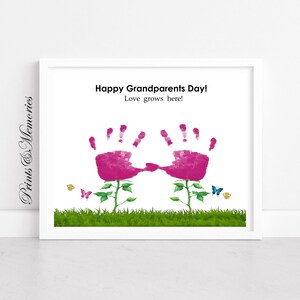 Happy Grandparents Day Craft for Kids, Love Grows Here Flower Handprint ...