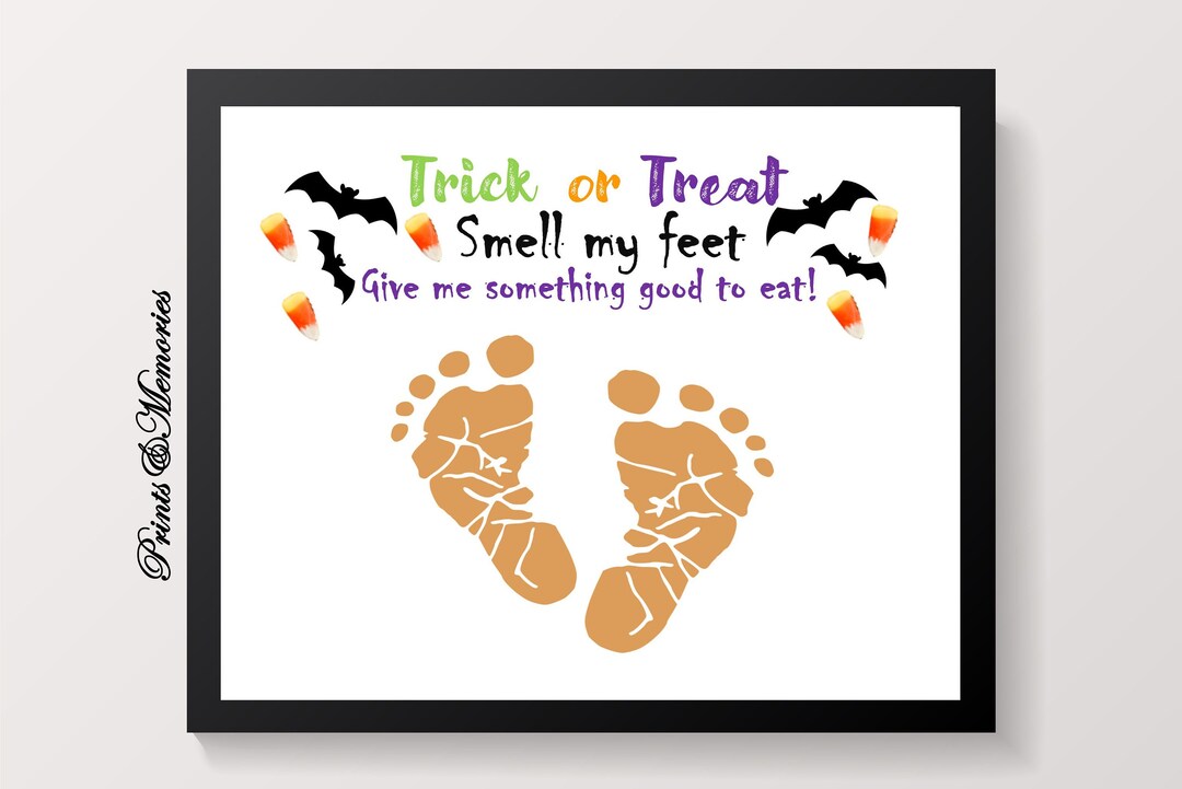 Trick or Treat Halloween Footprint Art, DIY Art Card, Footprint Art ...