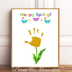 Happy Spring, Spring Handprint Art Kids, Flower Handprint Keepsake ...