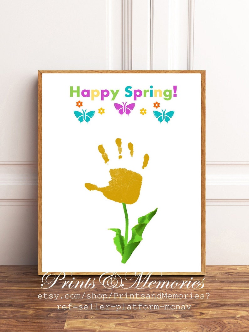 Happy Spring Spring Handprint Art Kids Flower Handprint - Etsy