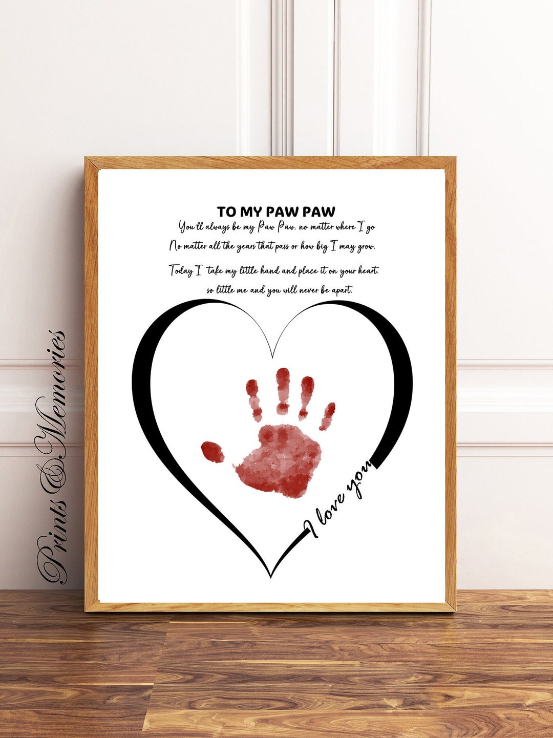 To My Paw Paw Handprint Art Poem, Father's Day/birthday Gift for Paw ...