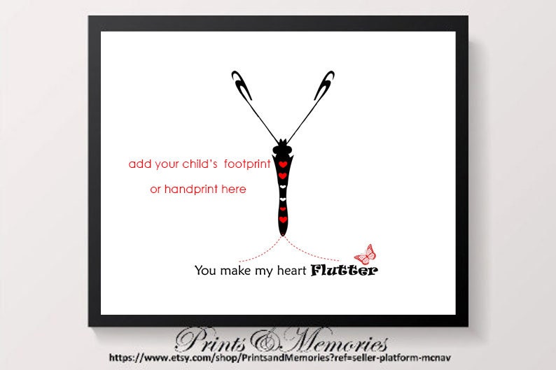 Valentine's Butterfly Handprint Footprint Art, You Make My Heart ...