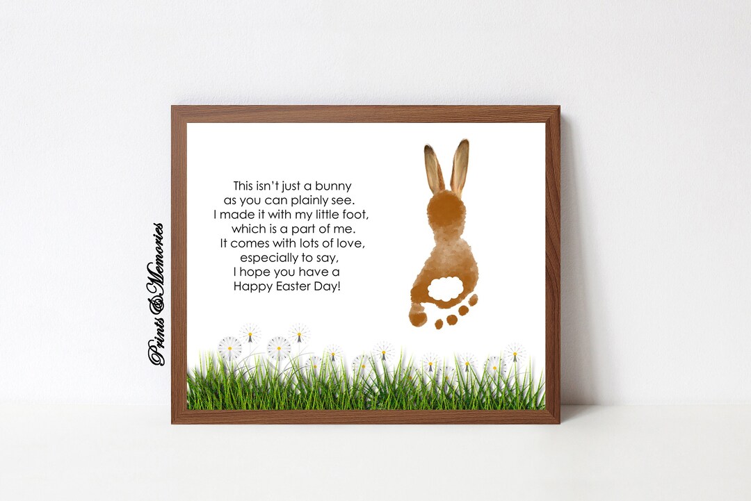 Easter Bunny Footprint Art Poem, Baby Toddler Kid Craft, DIY Art Card ...