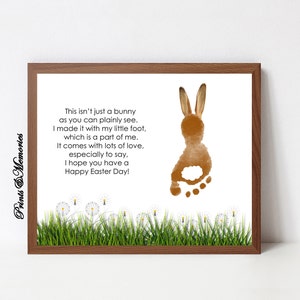 Easter Bunny Footprint Art Poem, Baby Toddler Kid Craft, DIY Art Card ...