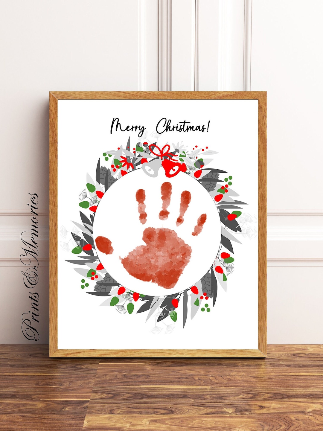 Christmas Wreath Handprint Art, DIY Art Card Gift, Christmas Craft for ...