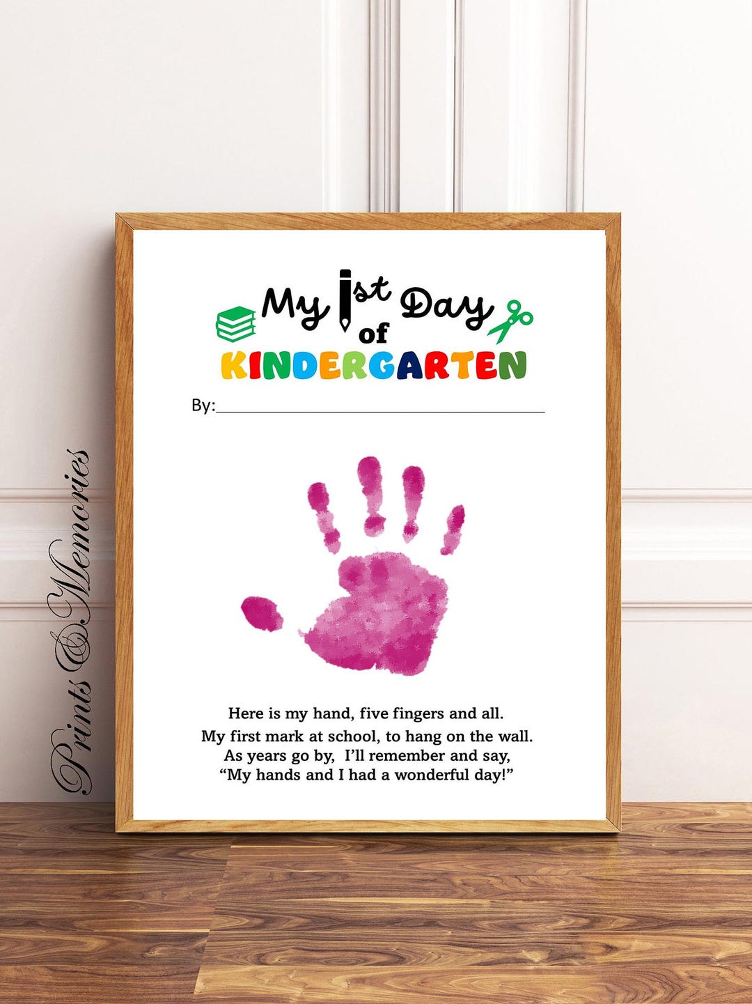 My First Day of Kindergarten Poem Handprint Art, First Day of School ...