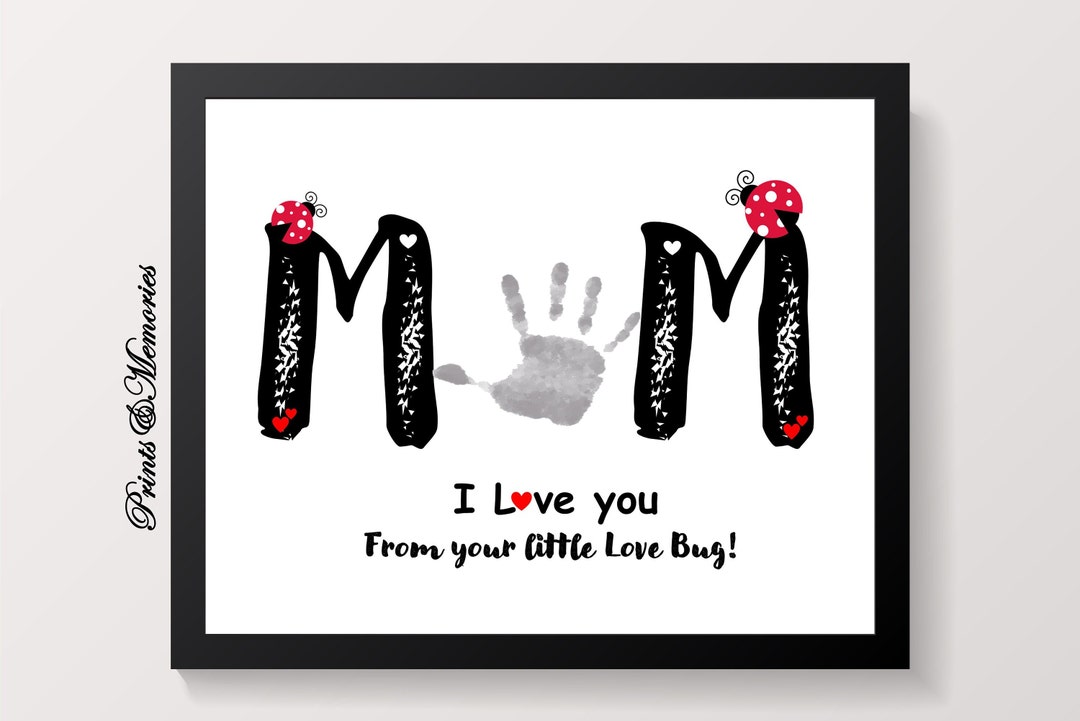 Mom Handprint Art, Lady Bug Handprint, Gift for Mom, Handprint Art ...