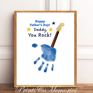 Daddy, You Rock, Guitar Handprint Art, Father's Day Gift for Dad, Gift ...