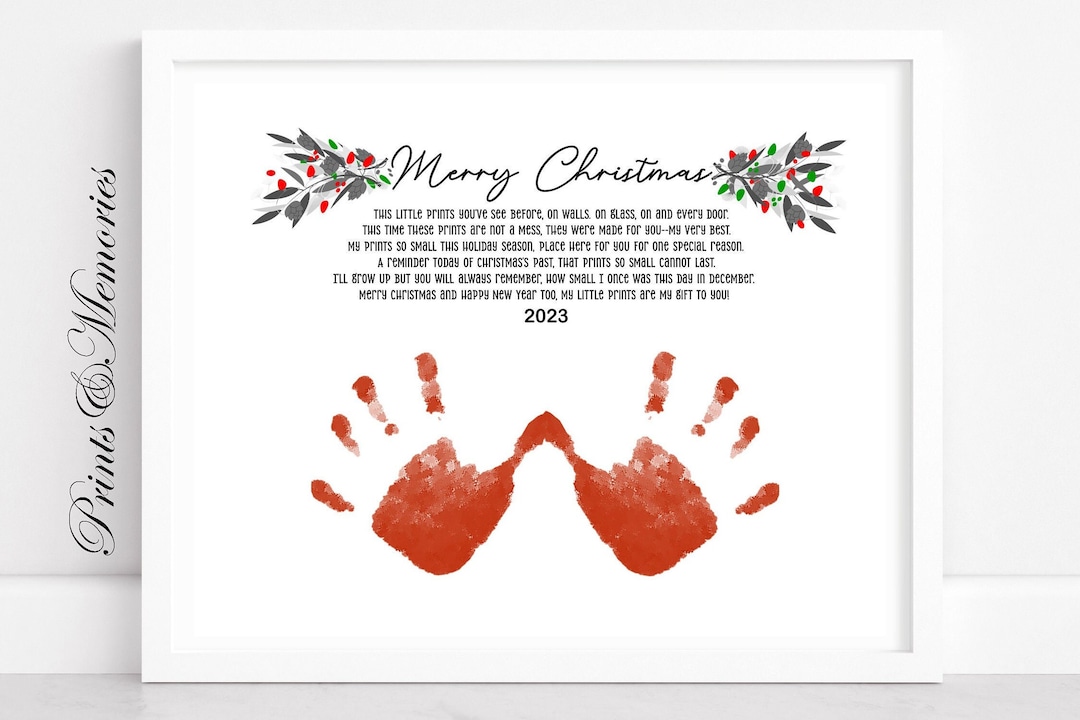 Christmas Handprint 2023 Poem, Baby Handprint Art Keepsake, Christmas ...
