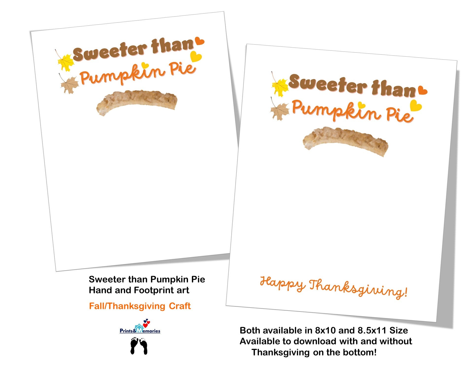 Thanksgiving Footprint Craft, Sweeter Than Pumpkin Pie Art, Fall ...