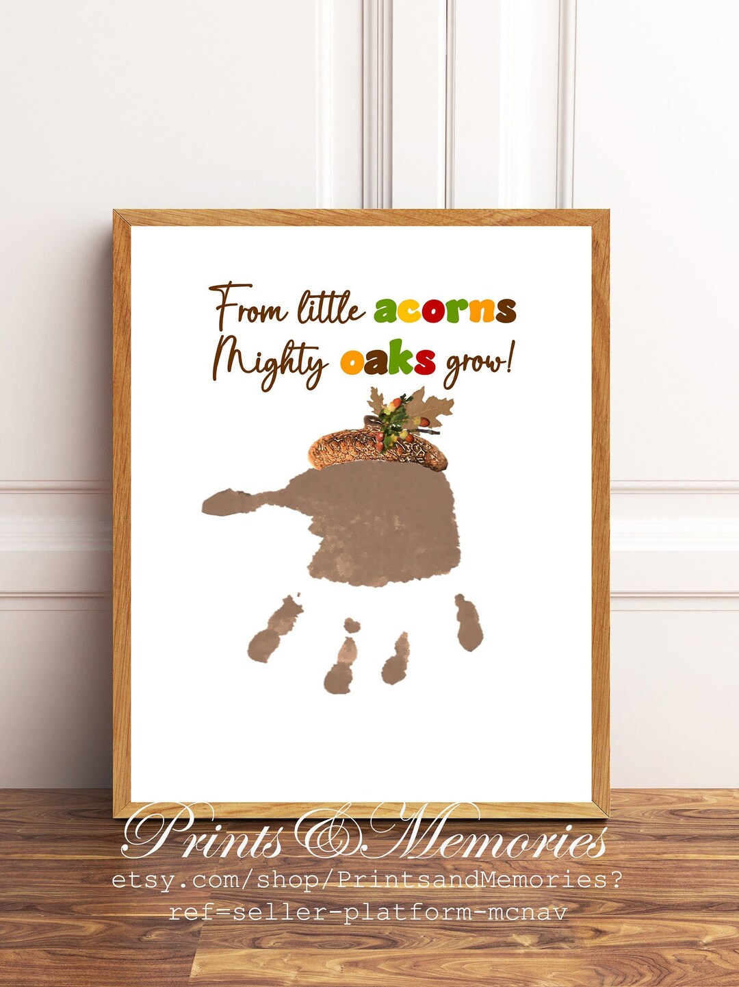 Acorn Handprint Art, From Little Acorn Mighty Oaks Grow, Fall Craft for ...
