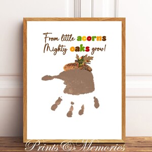 Acorn Handprint Art, From Little Acorn Mighty Oaks Grow, Fall Craft for ...