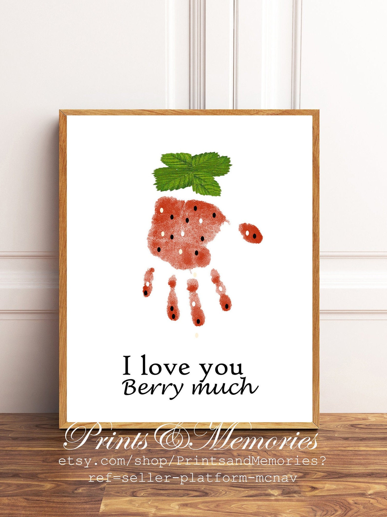 I Love You Berry Much Strawberry Handprint Art Handprint Etsy