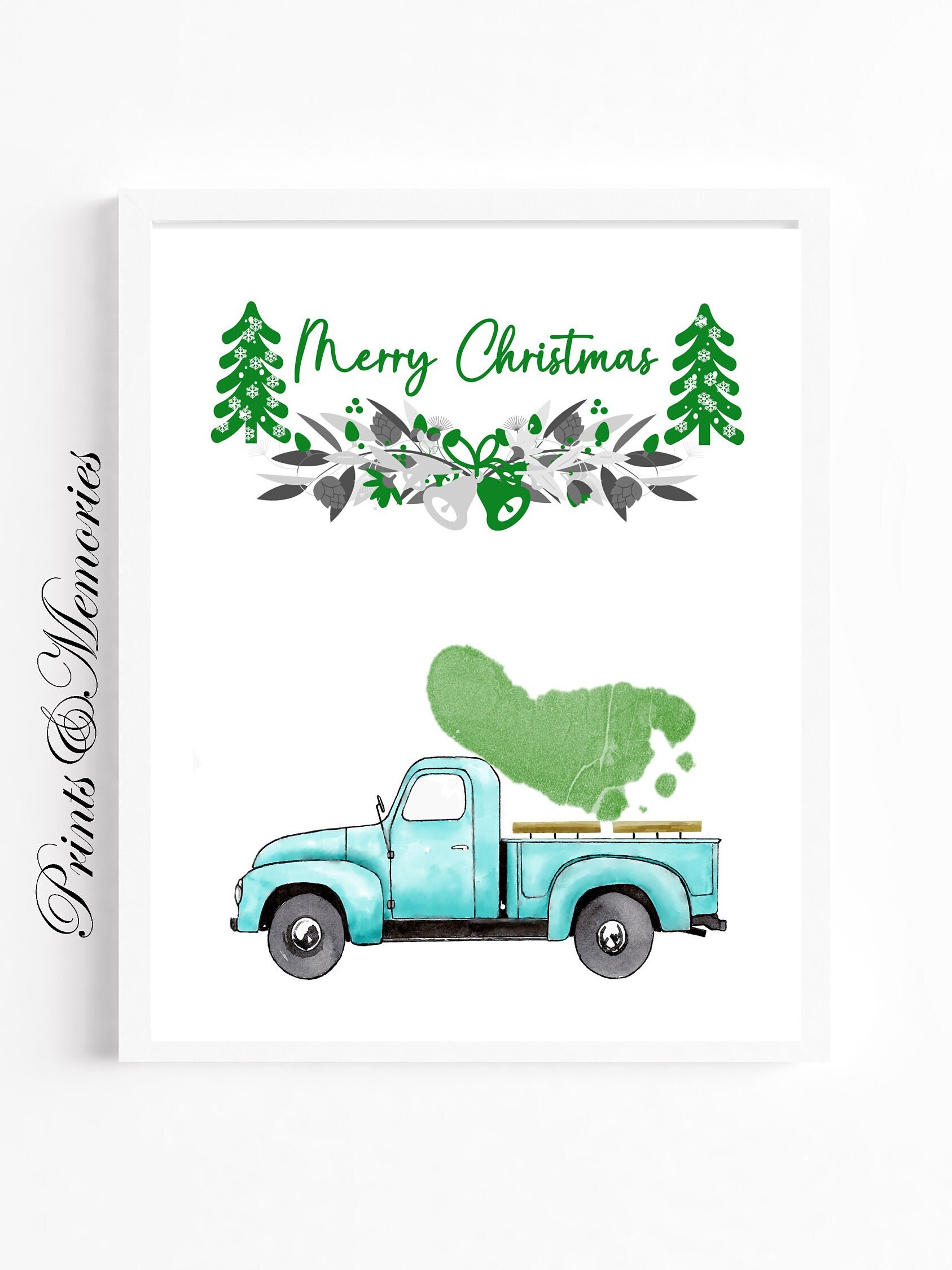 Pick up Truck Christmas Tree Footprint Art, Christmas Craft, Memory ...
