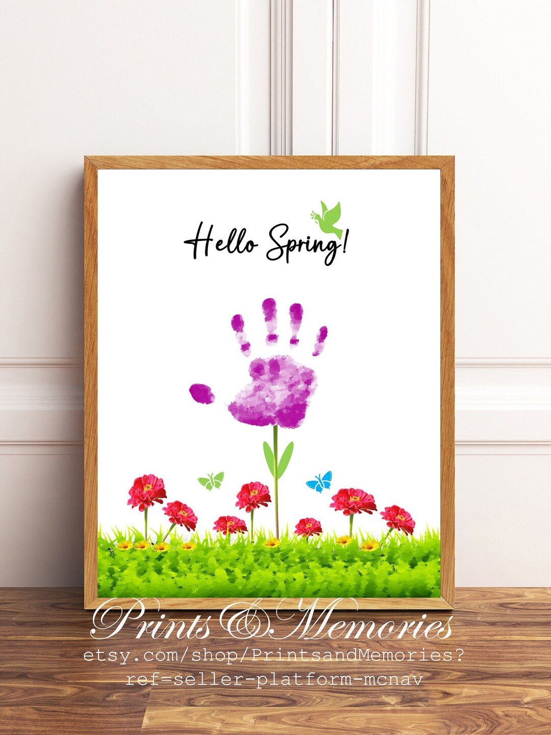 Hello Spring, Flower Handprint Art, Spring Craft for Kids, Baby Toddler ...